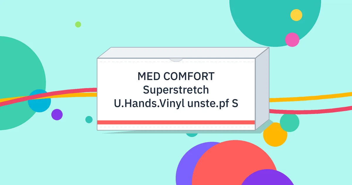 Symbolbild: Packung mit der Aufschrift MED COMFORT Superstretch U.Hands.Vinyl unste.pf S (PZN 15607044) – Verfügbarkeit und Bezug in Apotheken in Frankfurt am Main