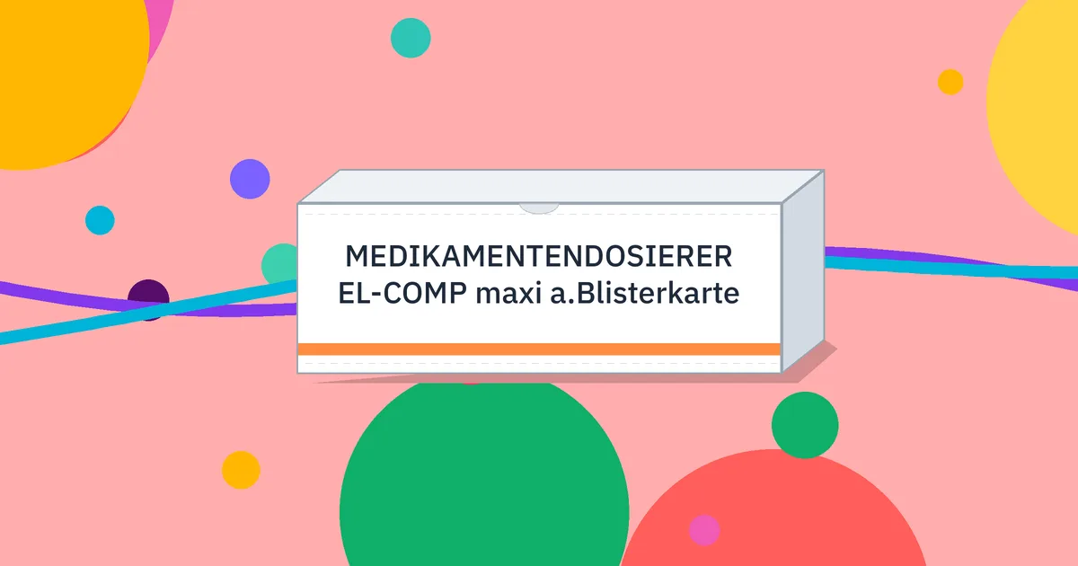 Symbolbild: Packung mit der Aufschrift MEDIKAMENTENDOSIERER EL-COMP maxi a.Blisterkarte (PZN 00523471) – Verfügbarkeit und Bezug in Apotheken in Frankfurt am Main