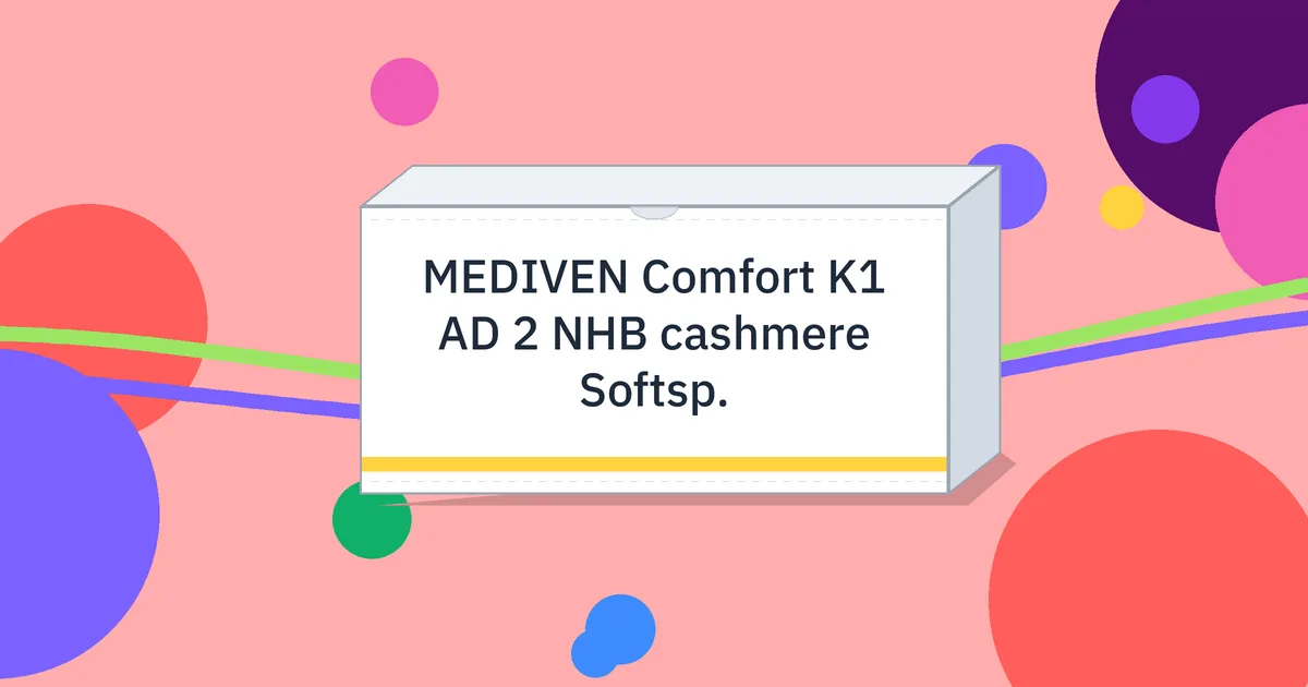 Symbolbild: Packung mit der Aufschrift MEDIVEN Comfort K1 AD 2 NHB cashmere Softsp. (PZN 14659180) – Verfügbarkeit und Bezug in Apotheken in Frankfurt am Main