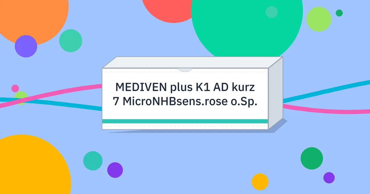 Symbolbild: Packung mit der Aufschrift MEDIVEN plus K1 AD kurz 7 MicroNHBsens.rose o.Sp. (PZN 15906657) – Verfügbarkeit und Bezug in Apotheken in Frankfurt am Main