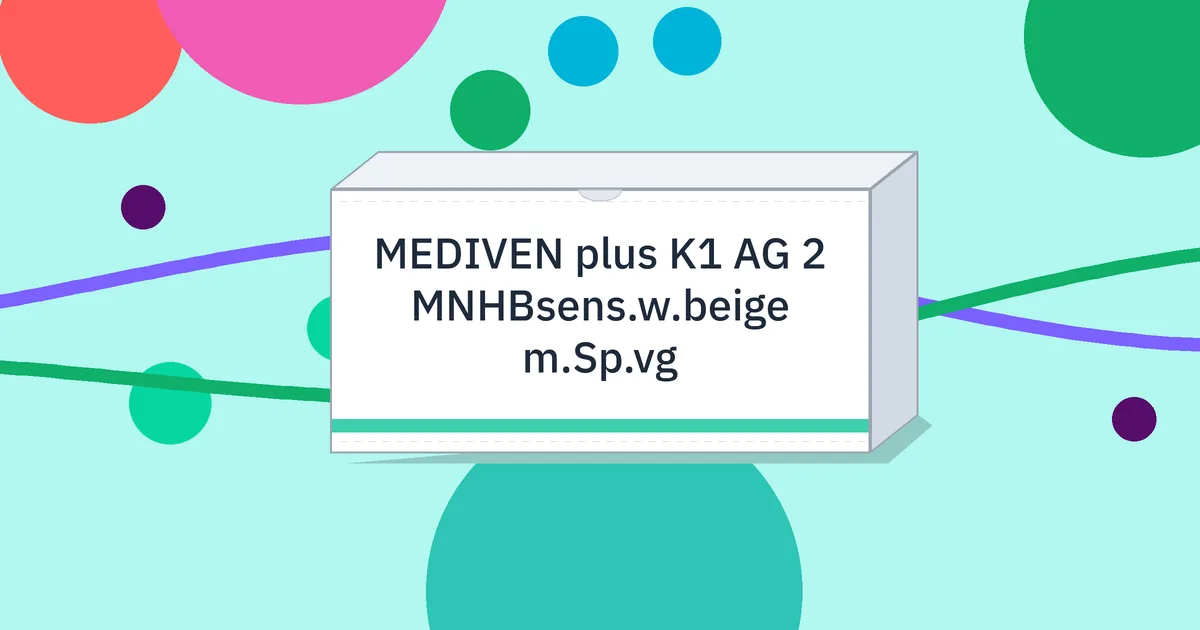 Symbolbild: Packung mit der Aufschrift MEDIVEN plus K1 AG 2 MNHBsens.w.beige m.Sp.vg (PZN 16072740) – Verfügbarkeit und Bezug in Apotheken in Frankfurt am Main