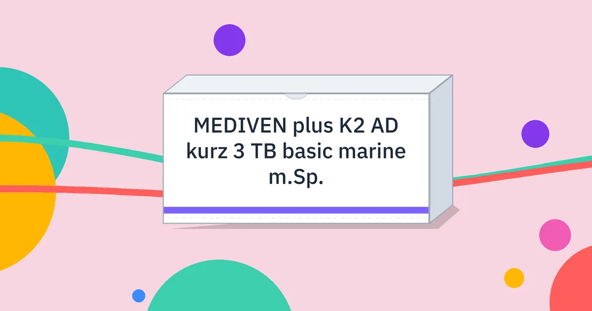Symbolbild: Packung mit der Aufschrift MEDIVEN plus K2 AD kurz 3 TB basic marine m.Sp. (PZN 15097749) – Verfügbarkeit und Bezug in Apotheken in Frankfurt am Main