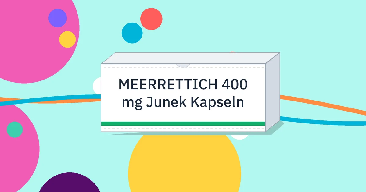 Symbolbild: Packung mit der Aufschrift MEERRETTICH 400 mg Junek Kapseln (PZN 00138738) – Verfügbarkeit und Bezug in Apotheken in Frankfurt am Main