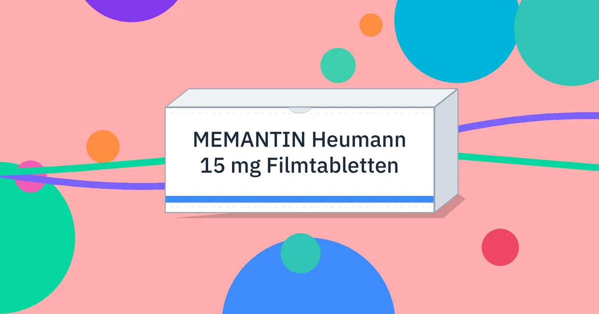 Symbolbild: Packung mit der Aufschrift MEMANTIN Heumann 15 mg Filmtabletten (PZN 11693472) – Verfügbarkeit und Bezug in Apotheken in Frankfurt am Main