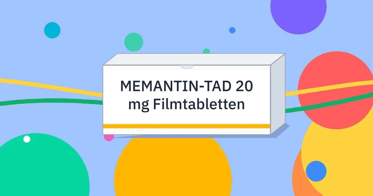 Symbolbild: Packung mit der Aufschrift MEMANTIN-TAD 20 mg Filmtabletten (PZN 19426664) – Verfügbarkeit und Bezug in Apotheken in Frankfurt am Main