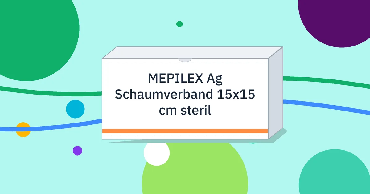 Symbolbild: Packung mit der Aufschrift MEPILEX Ag Schaumverband 15x15 cm steril (PZN 13983056) – Verfügbarkeit und Bezug in Apotheken in Frankfurt am Main