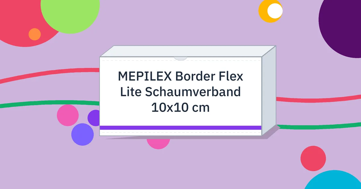 Symbolbild: Packung mit der Aufschrift MEPILEX Border Flex Lite Schaumverband 10x10 cm (PZN 17871408) – Verfügbarkeit und Bezug in Apotheken in Frankfurt am Main