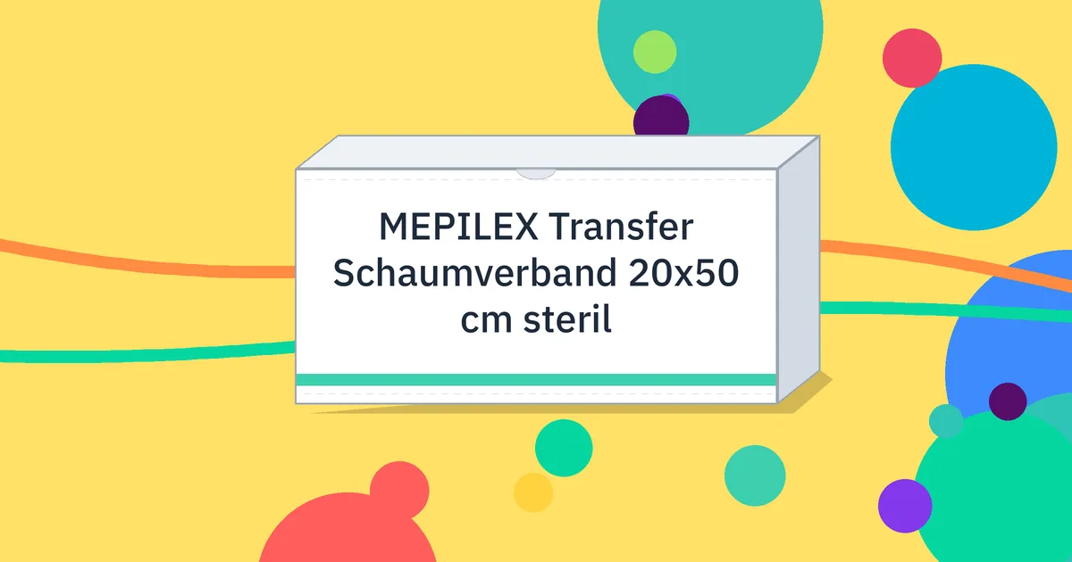Symbolbild: Packung mit der Aufschrift MEPILEX Transfer Schaumverband 20x50 cm steril (PZN 18035051) – Verfügbarkeit und Bezug in Apotheken in Frankfurt am Main