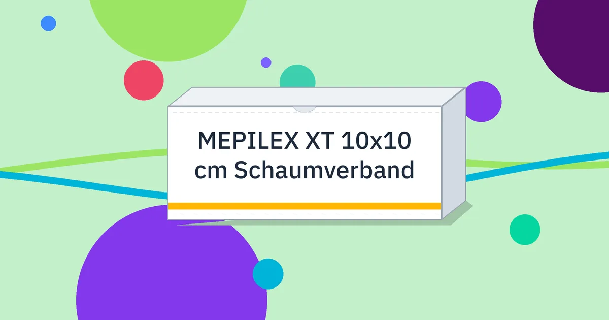 Symbolbild: Packung mit der Aufschrift MEPILEX XT 10x10 cm Schaumverband (PZN 18035068) – Verfügbarkeit und Bezug in Apotheken in Frankfurt am Main