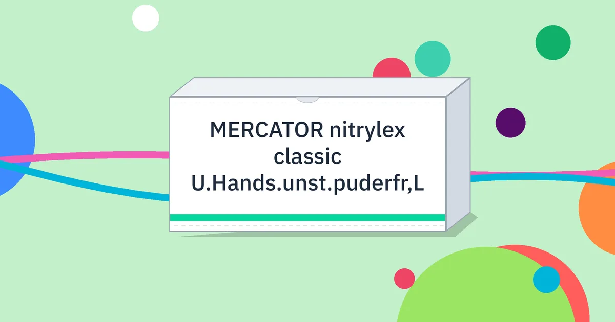 Symbolbild: Packung mit der Aufschrift MERCATOR nitrylex classic U.Hands.unst.puderfr,L (PZN 19208335) – Verfügbarkeit und Bezug in Apotheken in Frankfurt am Main