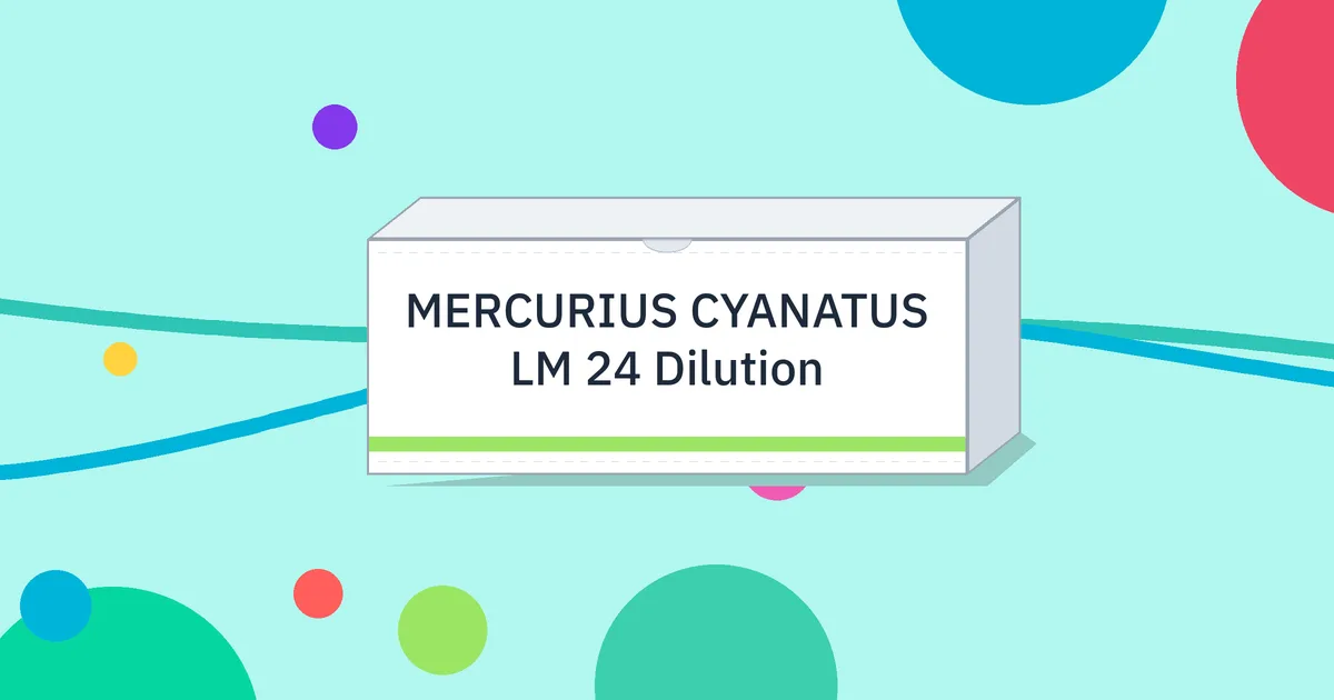 Symbolbild: Packung mit der Aufschrift MERCURIUS CYANATUS LM 24 Dilution (PZN 12951019) – Verfügbarkeit und Bezug in Apotheken in Frankfurt am Main