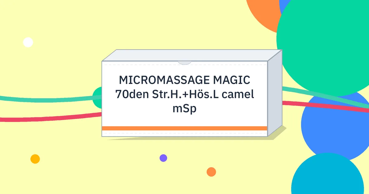 Symbolbild: Packung mit der Aufschrift MICROMASSAGE MAGIC 70den Str.H.+Hös.L camel mSp (PZN 01369753) – Verfügbarkeit und Bezug in Apotheken in Frankfurt am Main