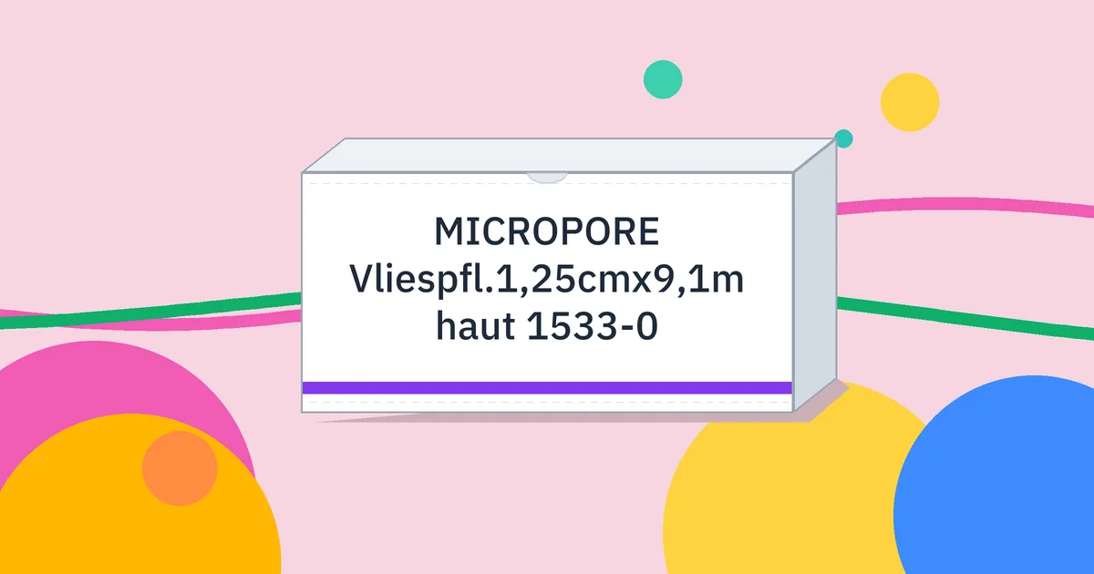 Symbolbild: Packung mit der Aufschrift MICROPORE Vliespfl.1,25cmx9,1m haut 1533-0 (PZN 09007742) – Verfügbarkeit und Bezug in Apotheken in Frankfurt am Main