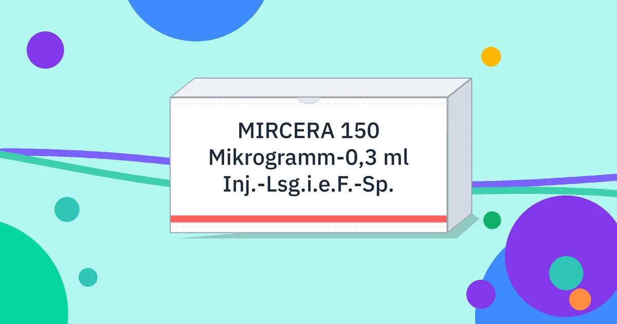 Symbolbild: Packung mit der Aufschrift MIRCERA 150 Mikrogramm-0,3 ml Inj.-Lsg.i.e.F.-Sp. (PZN 01151445) – Verfügbarkeit und Bezug in Apotheken in Frankfurt am Main