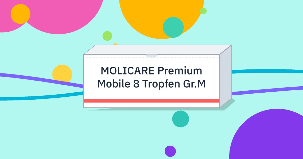Symbolbild: Packung mit der Aufschrift MOLICARE Premium Mobile 8 Tropfen Gr.M (PZN 14442983) – Verfügbarkeit und Bezug in Apotheken in Frankfurt am Main