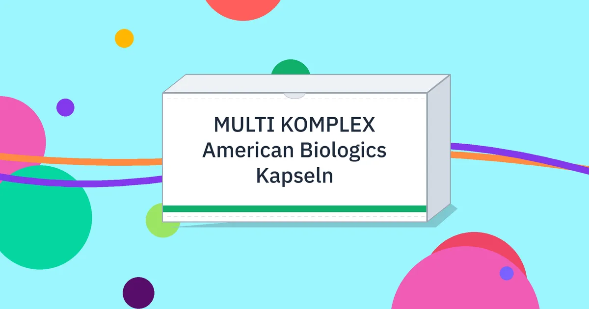 Symbolbild: Packung mit der Aufschrift MULTI KOMPLEX American Biologics Kapseln (PZN 15814375) – Verfügbarkeit und Bezug in Apotheken in Frankfurt am Main