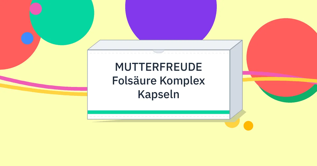 Symbolbild: Packung mit der Aufschrift MUTTERFREUDE Folsäure Komplex Kapseln (PZN 17375661) – Verfügbarkeit und Bezug in Apotheken in Frankfurt am Main