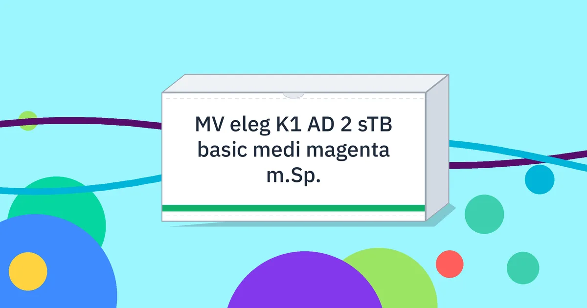 Symbolbild: Packung mit der Aufschrift MV eleg K1 AD 2 sTB basic medi magenta m.Sp. (PZN 14618896) – Verfügbarkeit und Bezug in Apotheken in Frankfurt am Main