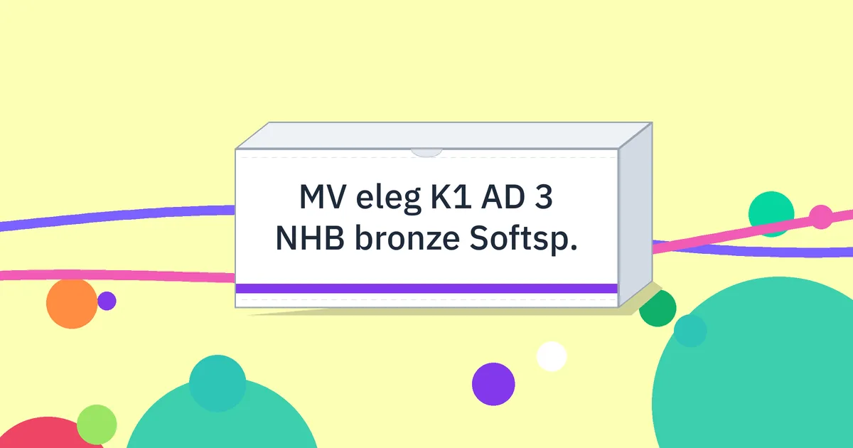 Symbolbild: Packung mit der Aufschrift MV eleg K1 AD 3 NHB bronze Softsp. (PZN 15675028) – Verfügbarkeit und Bezug in Apotheken in Frankfurt am Main