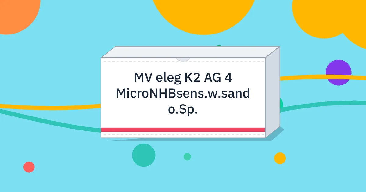 Symbolbild: Packung mit der Aufschrift MV eleg K2 AG 4 MicroNHBsens.w.sand o.Sp. (PZN 18930952) – Verfügbarkeit und Bezug in Apotheken in Frankfurt am Main