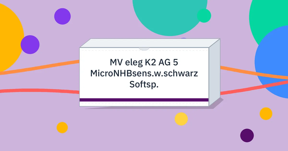 Symbolbild: Packung mit der Aufschrift MV eleg K2 AG 5 MicroNHBsens.w.schwarz Softsp. (PZN 16068939) – Verfügbarkeit und Bezug in Apotheken in Frankfurt am Main