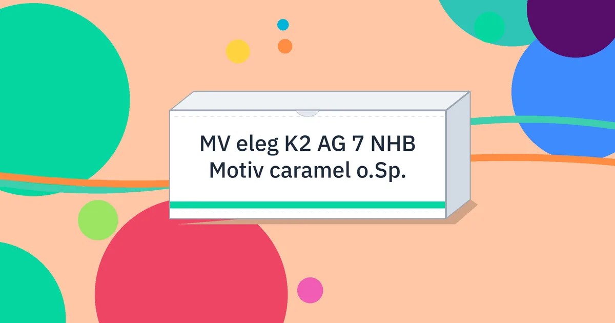 Symbolbild: Packung mit der Aufschrift MV eleg K2 AG 7 NHB Motiv caramel o.Sp. (PZN 15722733) – Verfügbarkeit und Bezug in Apotheken in Frankfurt am Main