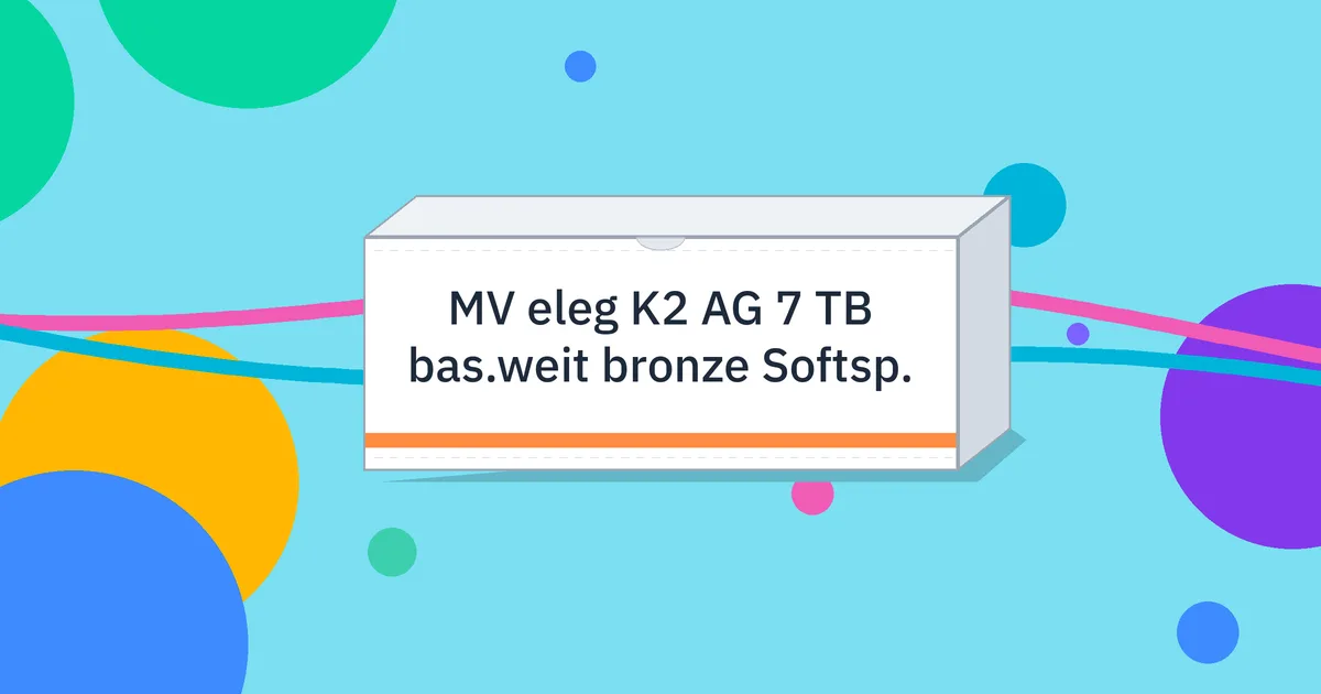 Symbolbild: Packung mit der Aufschrift MV eleg K2 AG 7 TB bas.weit bronze Softsp. (PZN 14720005) – Verfügbarkeit und Bezug in Apotheken in Frankfurt am Main