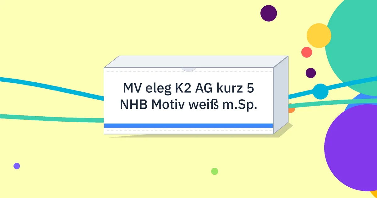 Symbolbild: Packung mit der Aufschrift MV eleg K2 AG kurz 5 NHB Motiv weiß m.Sp. (PZN 15709224) – Verfügbarkeit und Bezug in Apotheken in Frankfurt am Main
