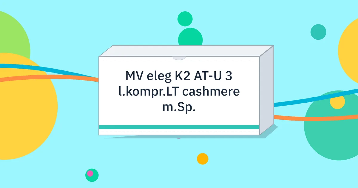 Symbolbild: Packung mit der Aufschrift MV eleg K2 AT-U 3 l.kompr.LT cashmere m.Sp. (PZN 15289561) – Verfügbarkeit und Bezug in Apotheken in Frankfurt am Main