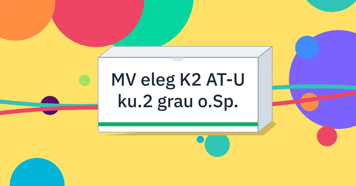 Symbolbild: Packung mit der Aufschrift MV eleg K2 AT-U ku.2 grau o.Sp. (PZN 18923633) – Verfügbarkeit und Bezug in Apotheken in Frankfurt am Main