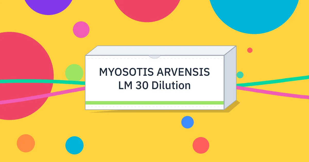 Symbolbild: Packung mit der Aufschrift MYOSOTIS ARVENSIS LM 30 Dilution (PZN 13612331) – Verfügbarkeit und Bezug in Apotheken in Frankfurt am Main