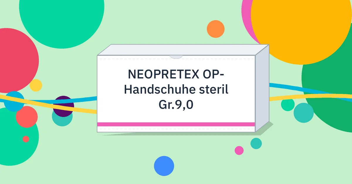 Symbolbild: Packung mit der Aufschrift NEOPRETEX OP-Handschuhe steril Gr.9,0 (PZN 02426950) – Verfügbarkeit und Bezug in Apotheken in Frankfurt am Main