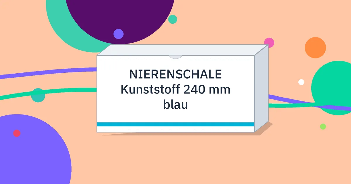 Symbolbild: Packung mit der Aufschrift NIERENSCHALE Kunststoff 240 mm blau (PZN 10075795) – Verfügbarkeit und Bezug in Apotheken in Frankfurt am Main