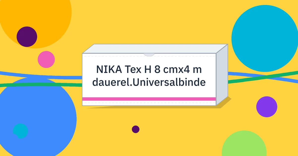Symbolbild: Packung mit der Aufschrift NIKA Tex H 8 cmx4 m dauerel.Universalbinde (PZN 18170889) – Verfügbarkeit und Bezug in Apotheken in Frankfurt am Main