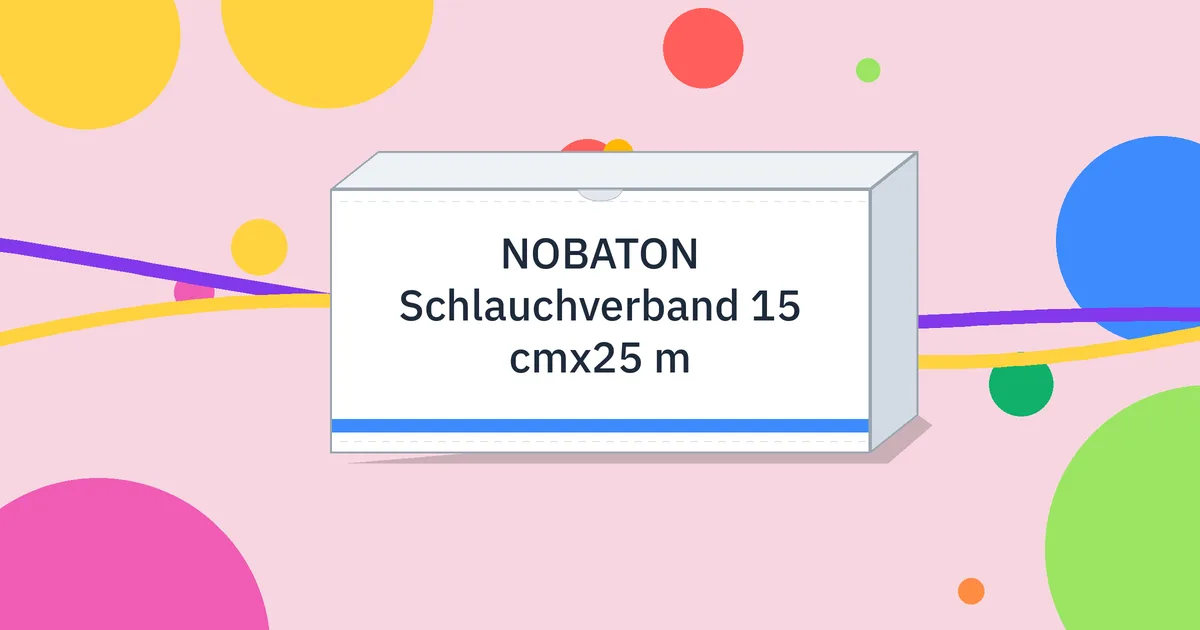 Symbolbild: Packung mit der Aufschrift NOBATON Schlauchverband 15 cmx25 m (PZN 00059565) – Verfügbarkeit und Bezug in Apotheken in Frankfurt am Main