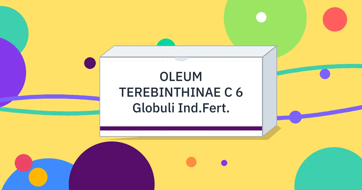 Symbolbild: Packung mit der Aufschrift OLEUM TEREBINTHINAE C 6 Globuli Ind.Fert. (PZN 17718635) – Verfügbarkeit und Bezug in Apotheken in Frankfurt am Main
