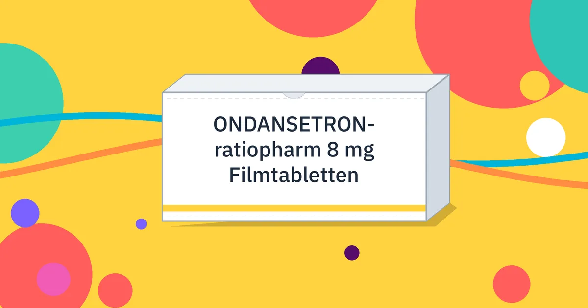 Symbolbild: Packung mit der Aufschrift ONDANSETRON-ratiopharm 8 mg Filmtabletten (PZN 04908311) – Verfügbarkeit und Bezug in Apotheken in Frankfurt am Main