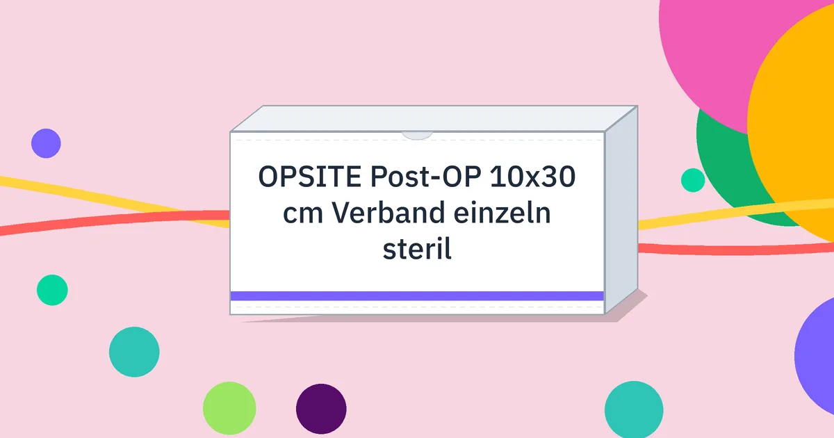 Symbolbild: Packung mit der Aufschrift OPSITE Post-OP 10x30 cm Verband einzeln steril (PZN 01447507) – Verfügbarkeit und Bezug in Apotheken in Frankfurt am Main