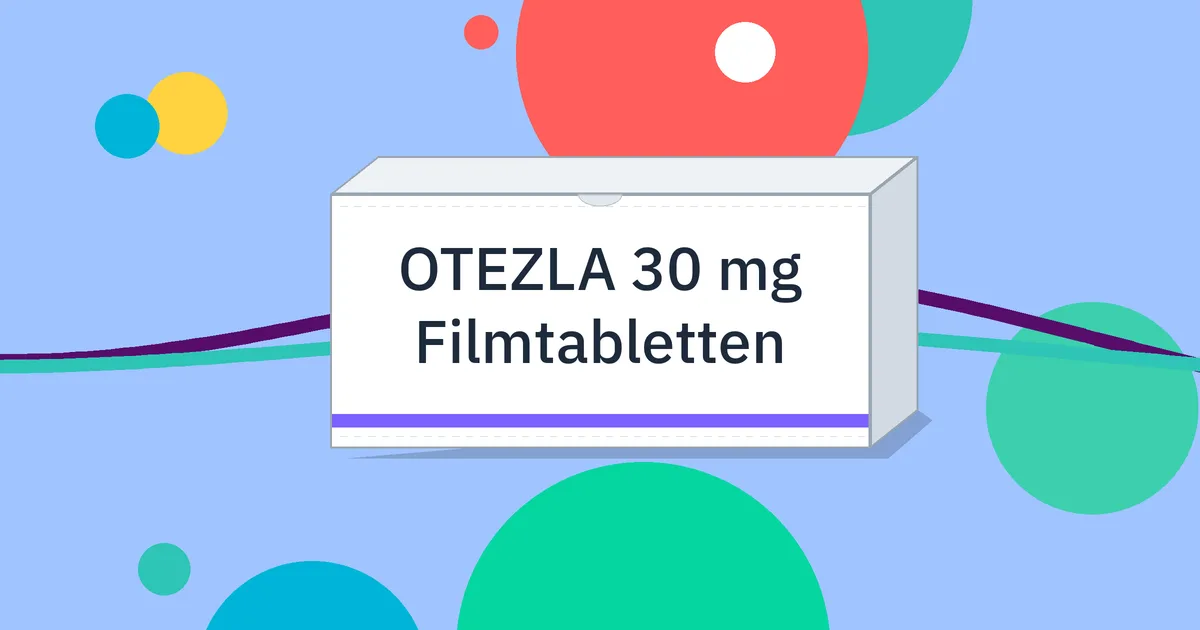 Symbolbild: Packung mit der Aufschrift OTEZLA 30 mg Filmtabletten (PZN 10991871) – Verfügbarkeit und Bezug in Apotheken in Frankfurt am Main