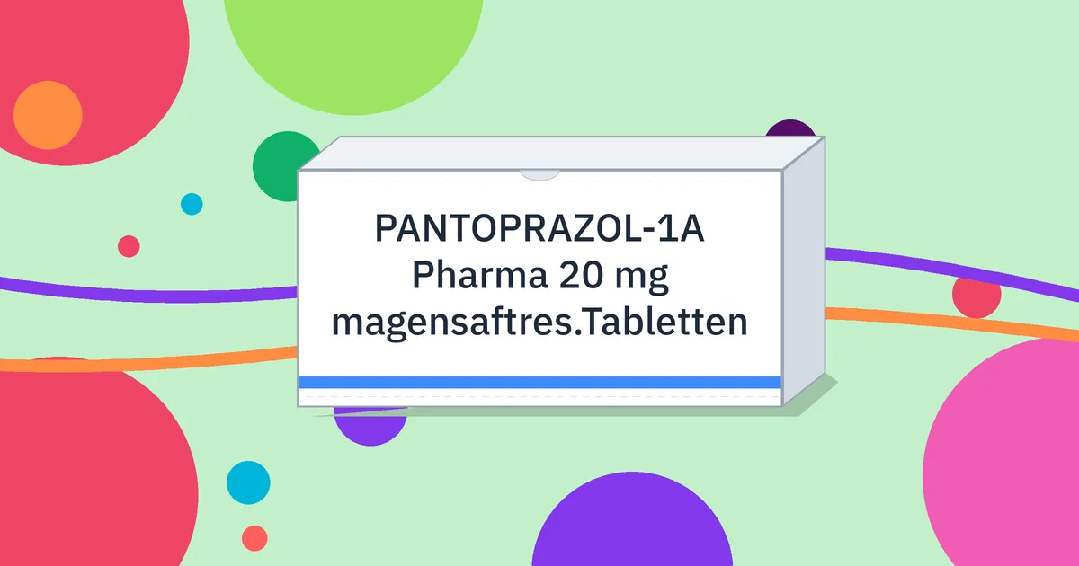 Symbolbild: Packung mit der Aufschrift PANTOPRAZOL-1A Pharma 20 mg magensaftres.Tabletten (PZN 05395954) – Verfügbarkeit und Bezug in Apotheken in Frankfurt am Main