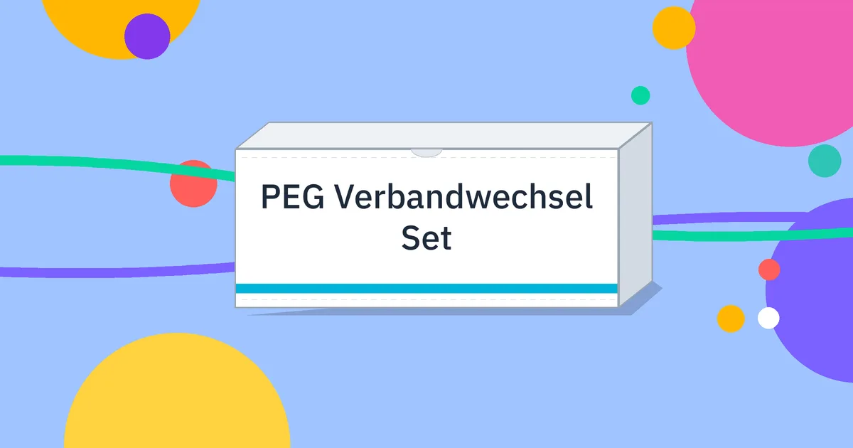 Symbolbild: Packung mit der Aufschrift PEG Verbandwechsel Set (PZN 20322102) – Verfügbarkeit und Bezug in Apotheken in Frankfurt am Main