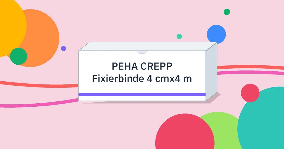 Symbolbild: Packung mit der Aufschrift PEHA CREPP Fixierbinde 4 cmx4 m (PZN 13745575) – Verfügbarkeit und Bezug in Apotheken in Frankfurt am Main