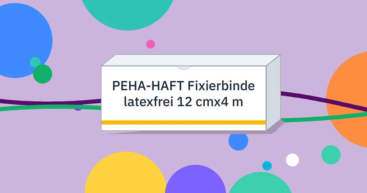Symbolbild: Packung mit der Aufschrift PEHA-HAFT Fixierbinde latexfrei 12 cmx4 m (PZN 03544491) – Verfügbarkeit und Bezug in Apotheken in Frankfurt am Main