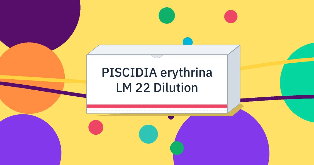 Symbolbild: Packung mit der Aufschrift PISCIDIA erythrina LM 22 Dilution (PZN 13645879) – Verfügbarkeit und Bezug in Apotheken in Frankfurt am Main