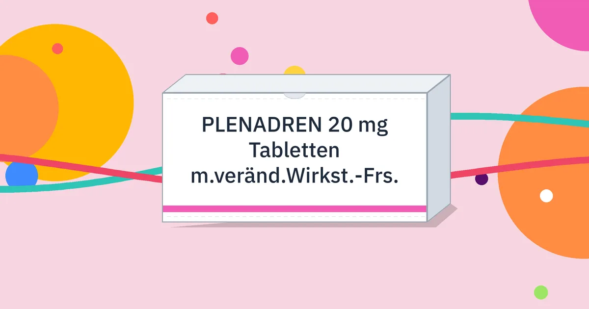 Symbolbild: Packung mit der Aufschrift PLENADREN 20 mg Tabletten m.veränd.Wirkst.-Frs. (PZN 14241138) – Verfügbarkeit und Bezug in Apotheken in Frankfurt am Main