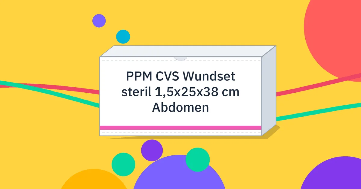 Symbolbild: Packung mit der Aufschrift PPM CVS Wundset steril 1,5x25x38 cm Abdomen (PZN 11515813) – Verfügbarkeit und Bezug in Apotheken in Frankfurt am Main
