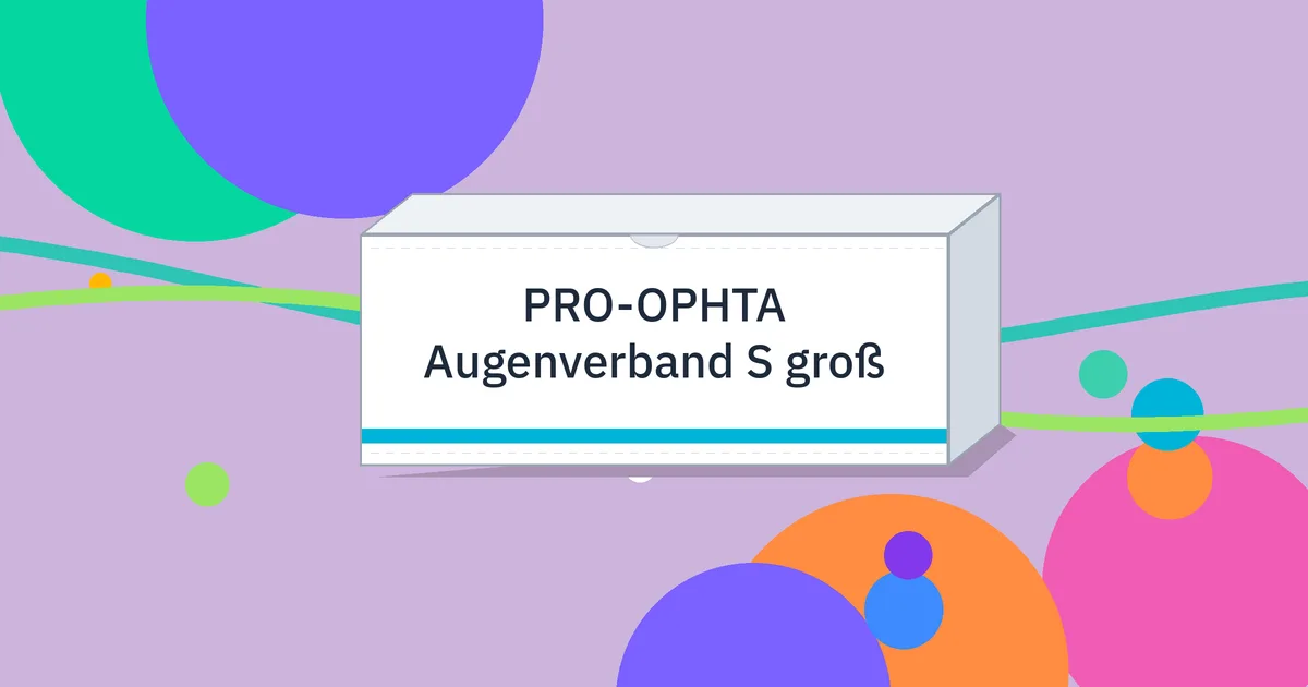 Symbolbild: Packung mit der Aufschrift PRO-OPHTA Augenverband S groß (PZN 19813941) – Verfügbarkeit und Bezug in Apotheken in Frankfurt am Main