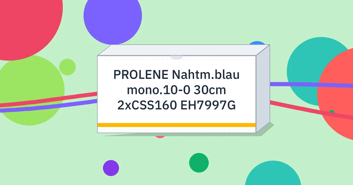 Symbolbild: Packung mit der Aufschrift PROLENE Nahtm.blau mono.10-0 30cm 2xCSS160 EH7997G (PZN 20852739) – Verfügbarkeit und Bezug in Apotheken in Frankfurt am Main