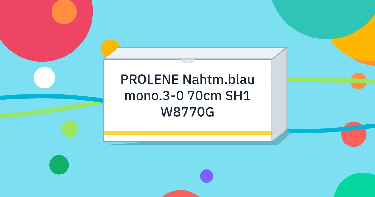 Symbolbild: Packung mit der Aufschrift PROLENE Nahtm.blau mono.3-0 70cm SH1 W8770G (PZN 20855270) – Verfügbarkeit und Bezug in Apotheken in Frankfurt am Main