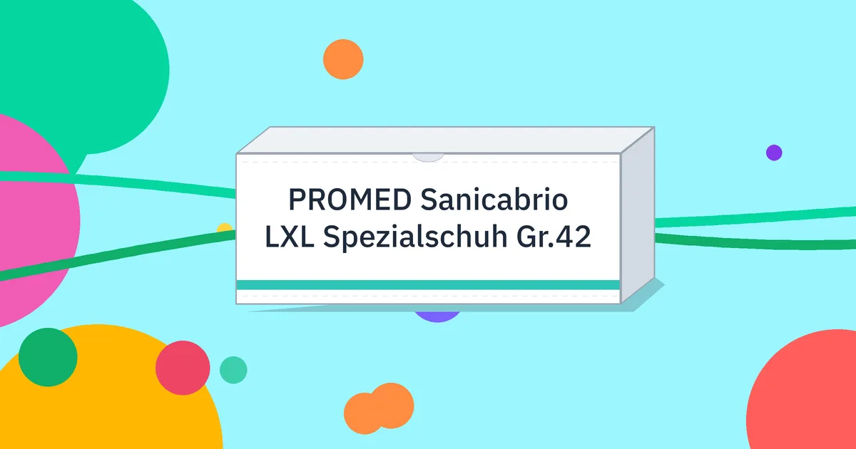 Symbolbild: Packung mit der Aufschrift PROMED Sanicabrio LXL Spezialschuh Gr.42 (PZN 05481903) – Verfügbarkeit und Bezug in Apotheken in Frankfurt am Main